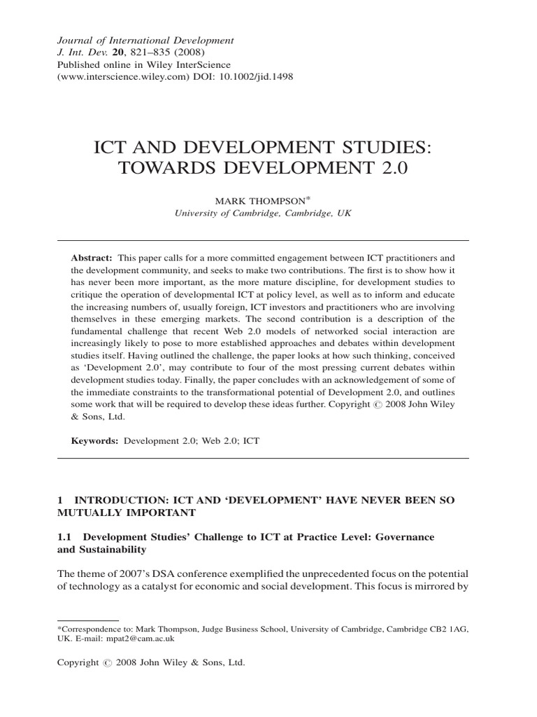 1558 - ICT For Development - Web 2.0 | PDF | Information And ...