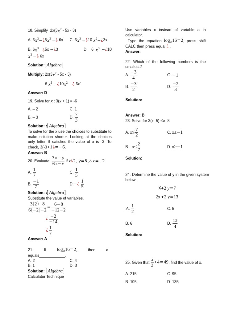 Review Materials Algebra | PDF | Algebra | Equations