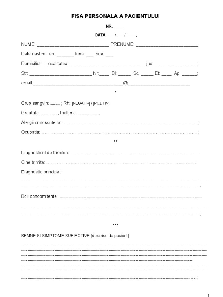 FISA PACIENTULUI