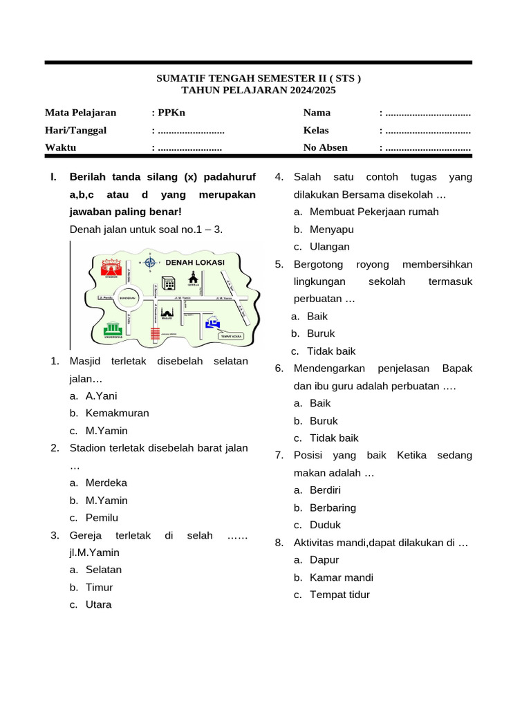 STS PPKn Kelas 1 | PDF