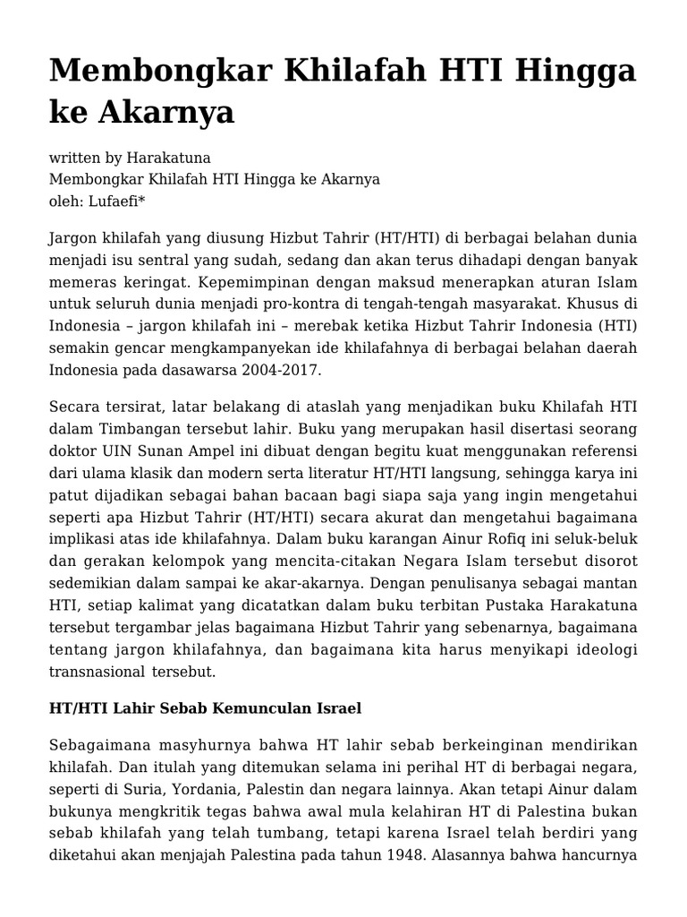 Analisis Khilafah HTI di Indonesia | PDF
