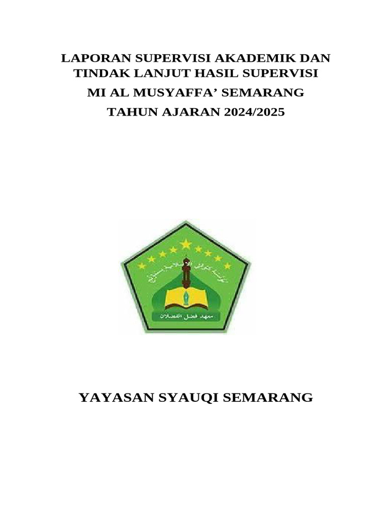 Laporan Supervisi Akademik MI Al Musyaffa’ | PDF