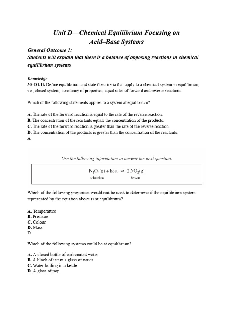 Equilibrium Review Released Items | PDF | Reaction Rate | Chemical Equilibrium
