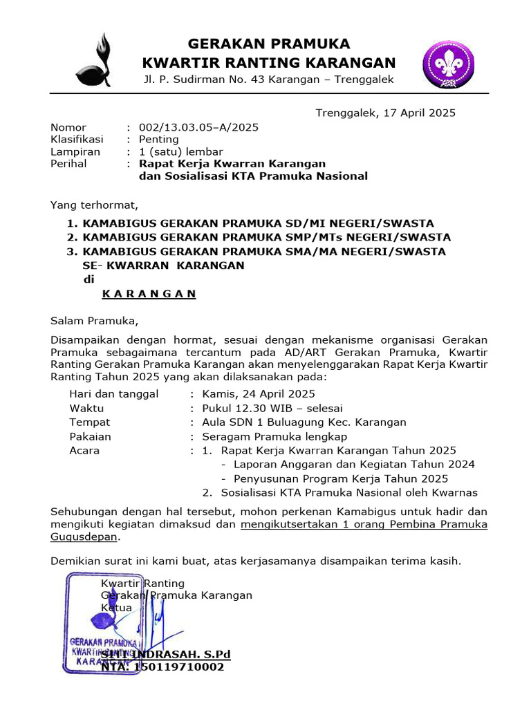 02_UNDANGAN RAKER KAMABI_SOSIALISASI KTA | PDF