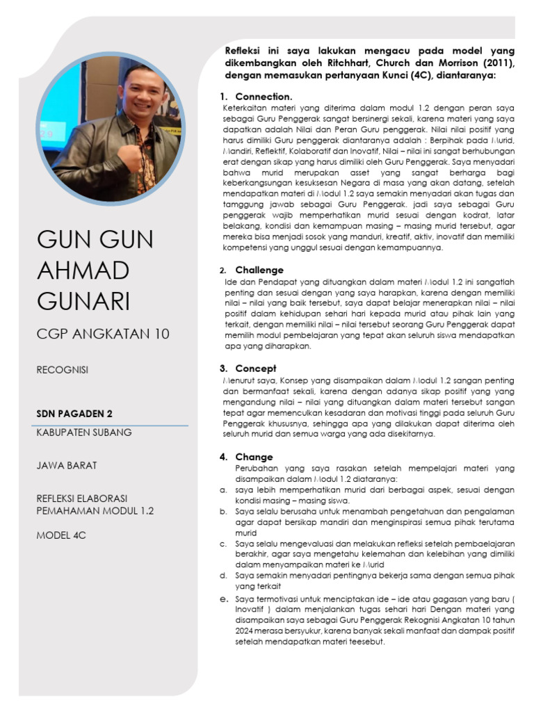 Refleksi Elaborasi Pemahaman Modul 1.2_Gun Gun Ahmad Gunari_Model 4C | PDF