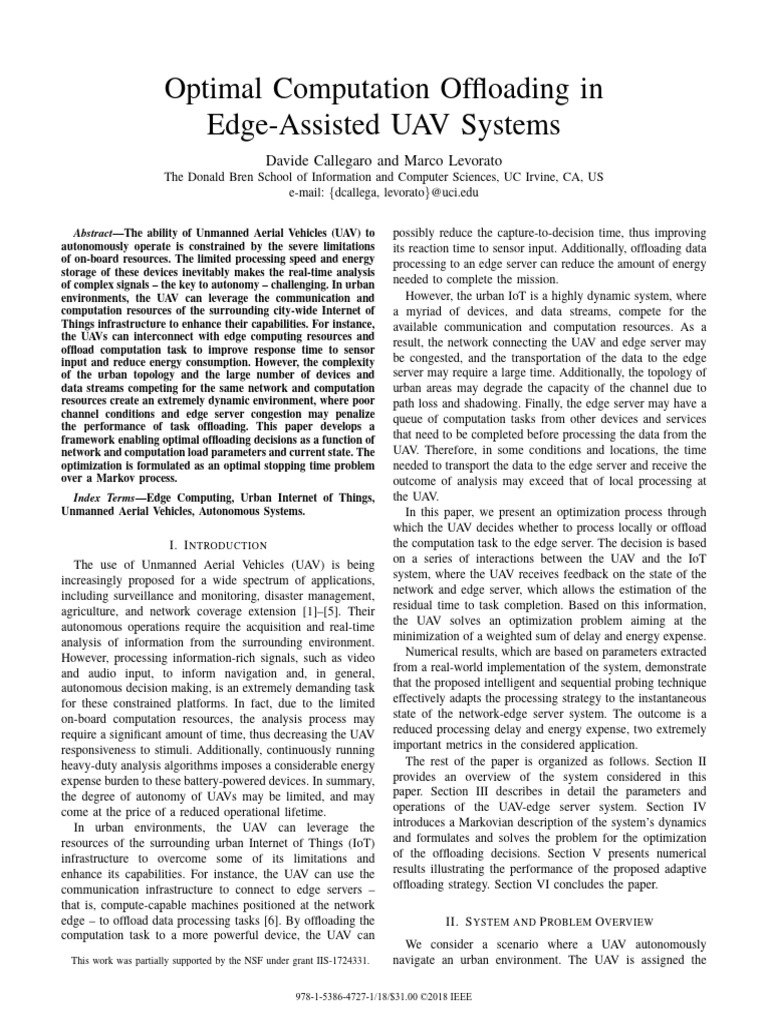 Optimal Computation Offloading In Edge Assisted Uav Systems Pdf