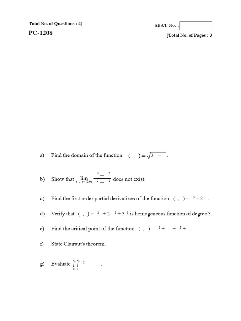 S.y.b.sc (Sem. - III) 2019 Pattern | PDF | Function (Mathematics) | Variance
