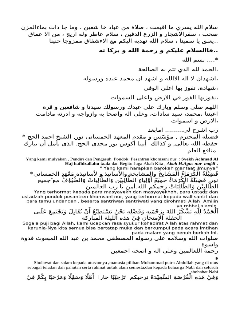 teks MC haflah | PDF