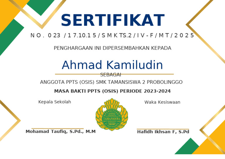 Sertifikat Osis | PDF