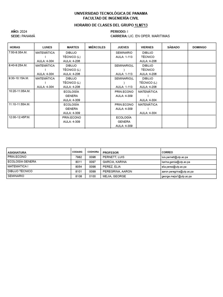Horario Grupo 2 | PDF