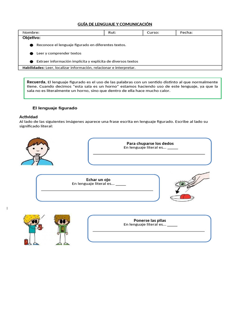 Guía Lenguaje Figurado | PDF | Información