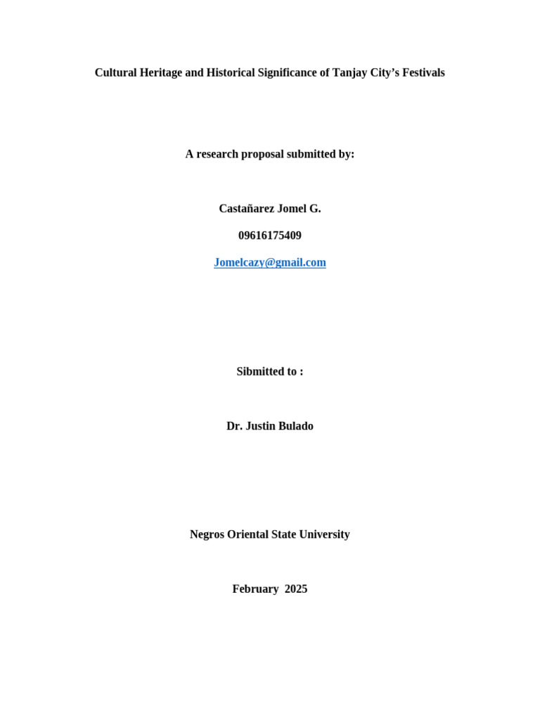 Cultural Heritage and Historical Significance of Tanjay City's Festivals | PDF | Festival ...