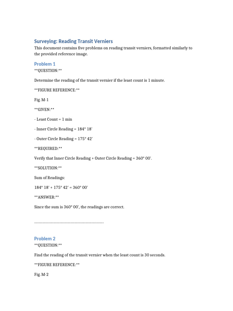 Structured Reading Transit Verniers | PDF