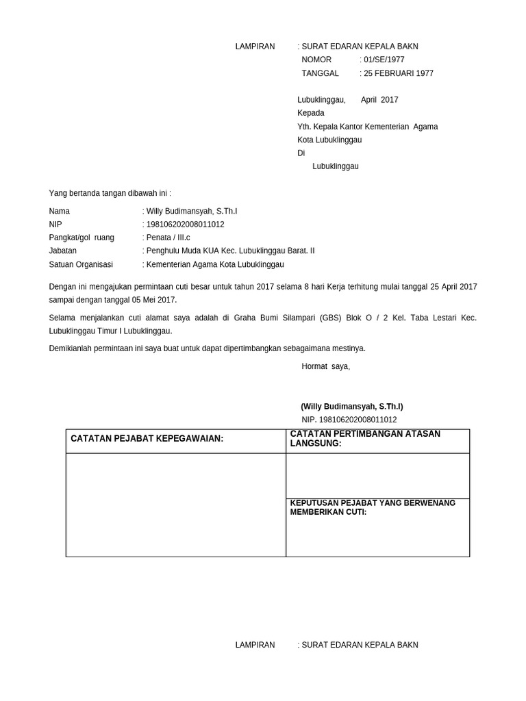 File Surat Izin Cuti Pakis | PDF