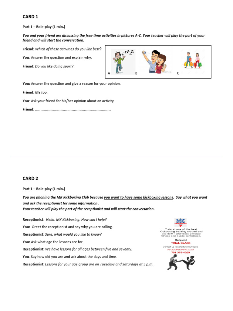 Role-Play Scenarios for Conversation Practice | PDF | Waiting Staff