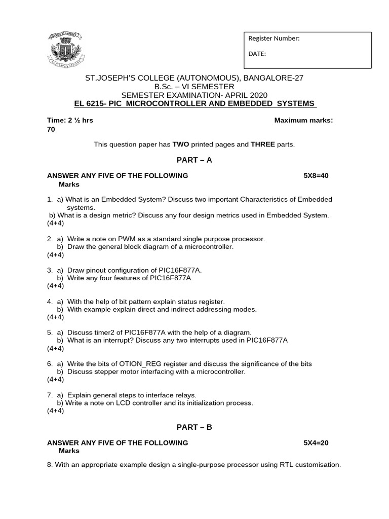 6th Sem Electronics EL 6215 - PIC Microcontroller and Embedded Systems ...