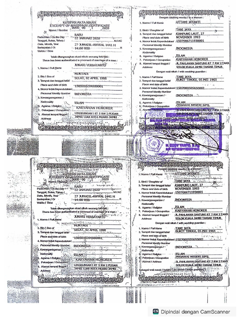 CamScanner buku nikah JN | PDF