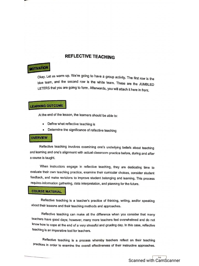 Reflective Teaching | PDF