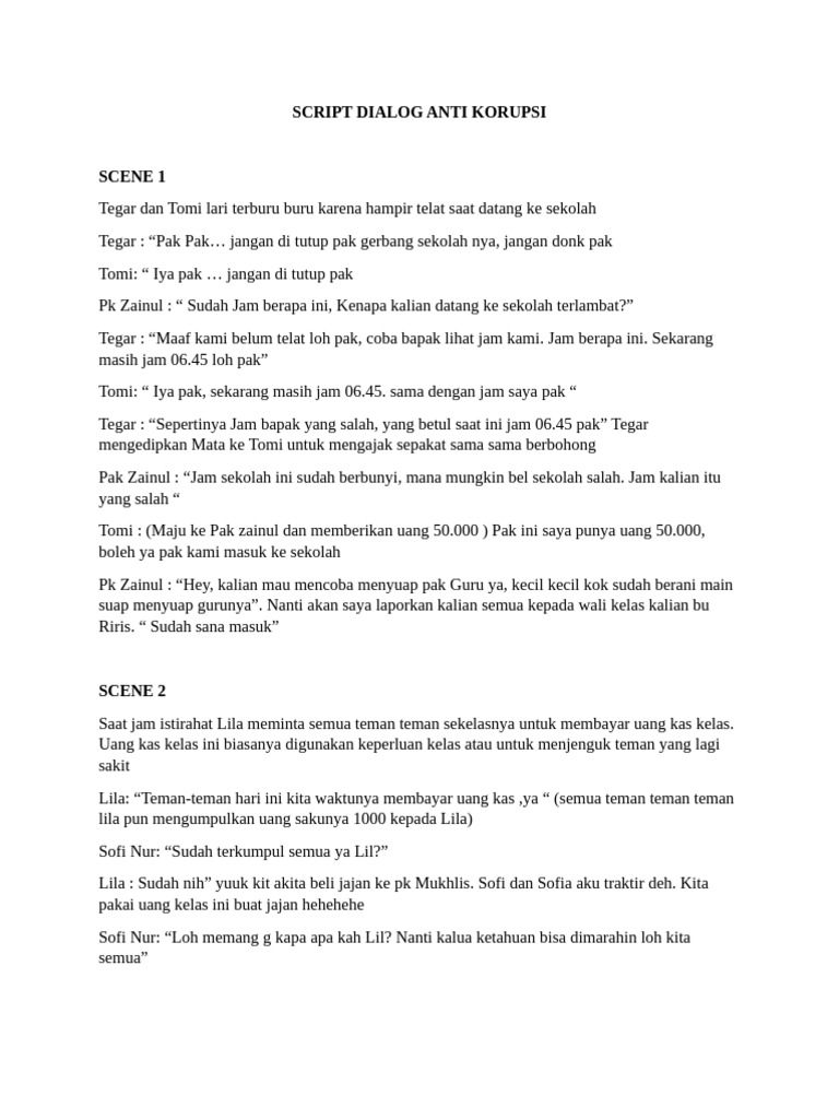 Script Dialog Anti Korupsi | PDF