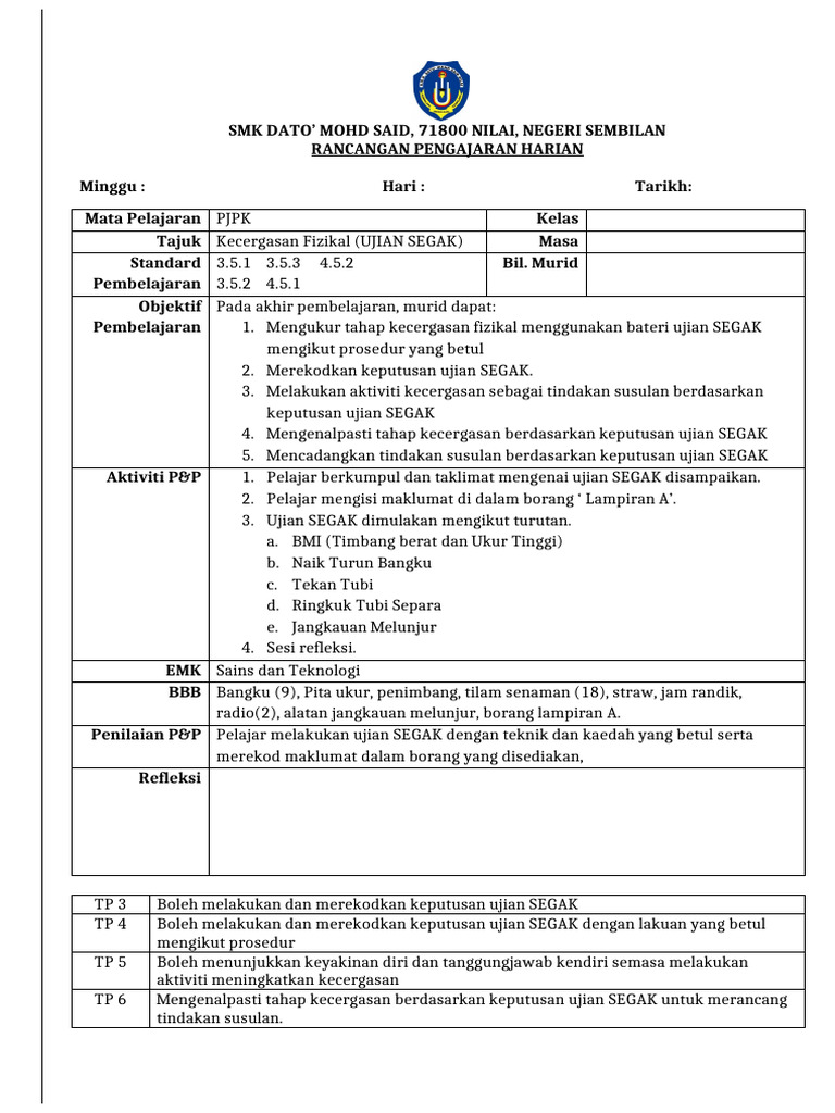 RPH T1 T2 Ujian Segak | PDF