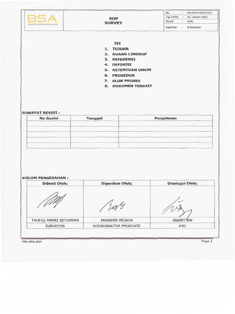 SOP Prosedur Survey Tambang | PDF