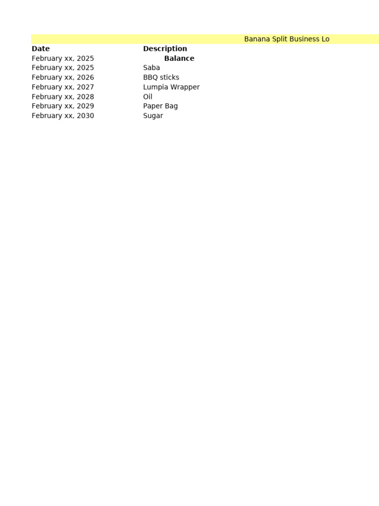 Business Log - Banana Split (1) | PDF