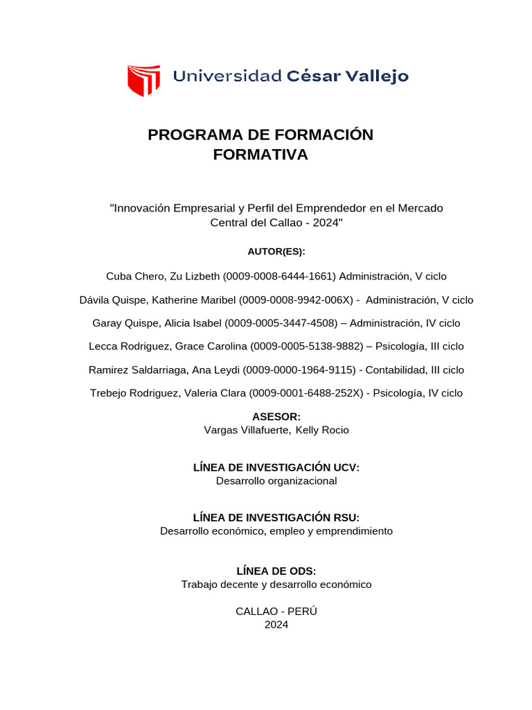 GRUPO 2innovación Empresarial y Perfil Del Emprendedor en El Mercado ...