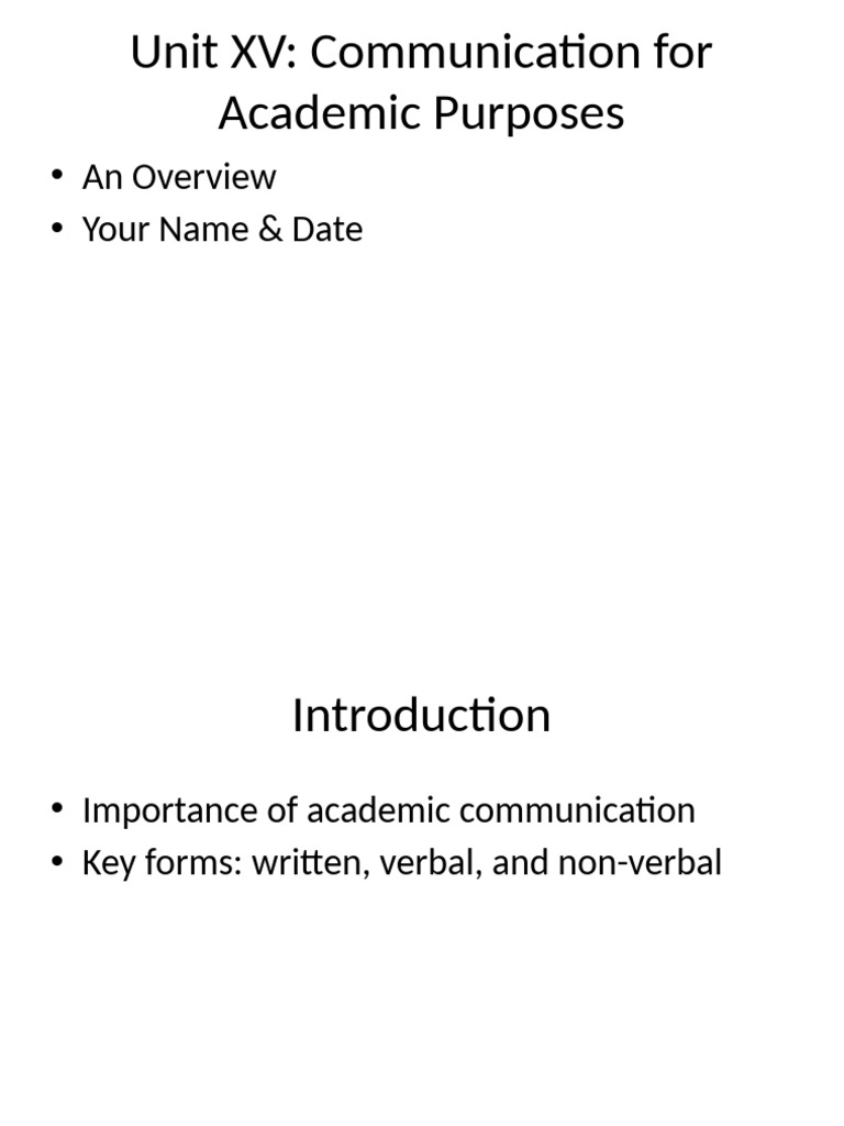 Communication For Academic Purposes | PDF