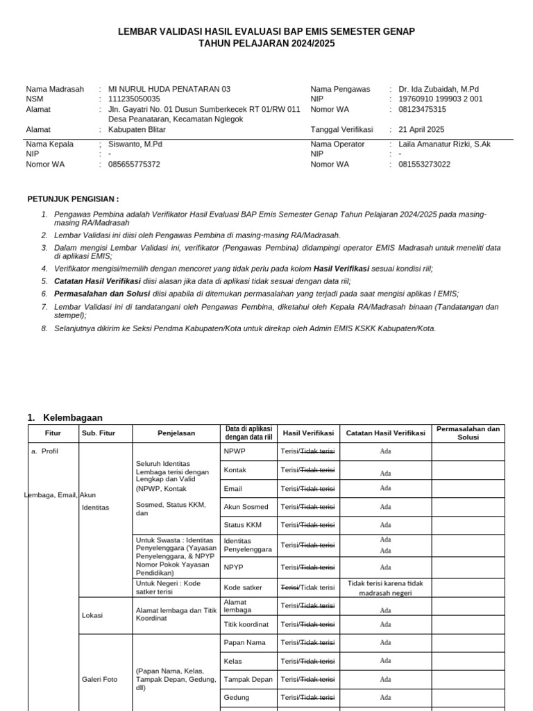 Validasi Bap Genap | PDF