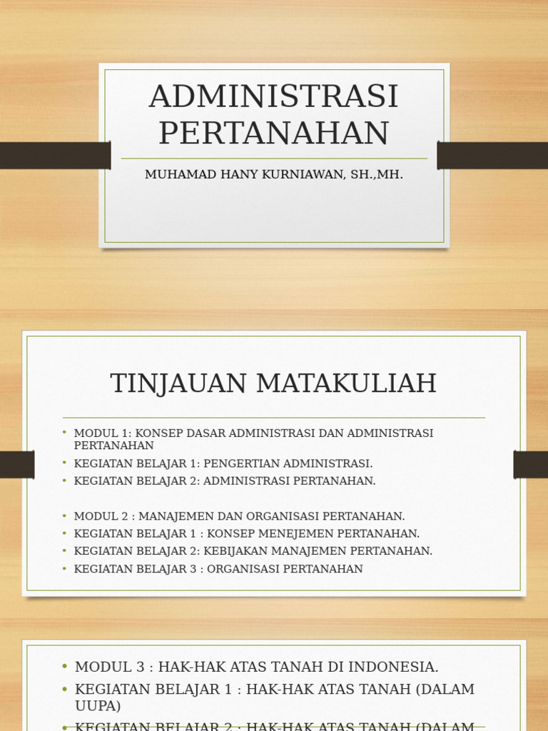 Administrasi Pertanahan Modul 1 Dan 2 | PDF
