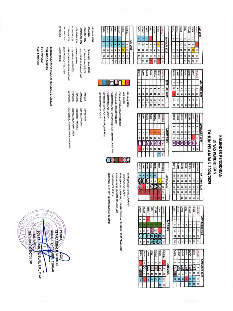 Kalender Pendidikan TP 2024-2025 | PDF