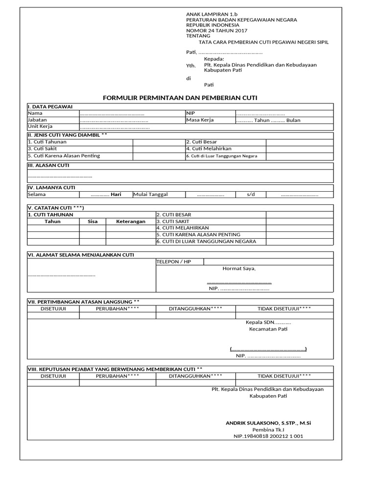 Form Cuti Guru | PDF