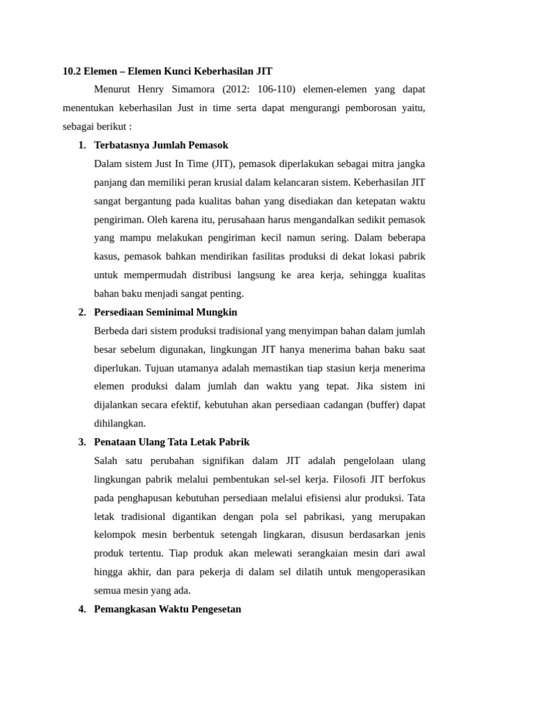 Elemen Keberhasilan Jit | PDF