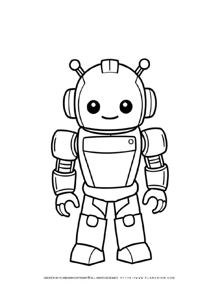 Robot Colouring Page | PDF