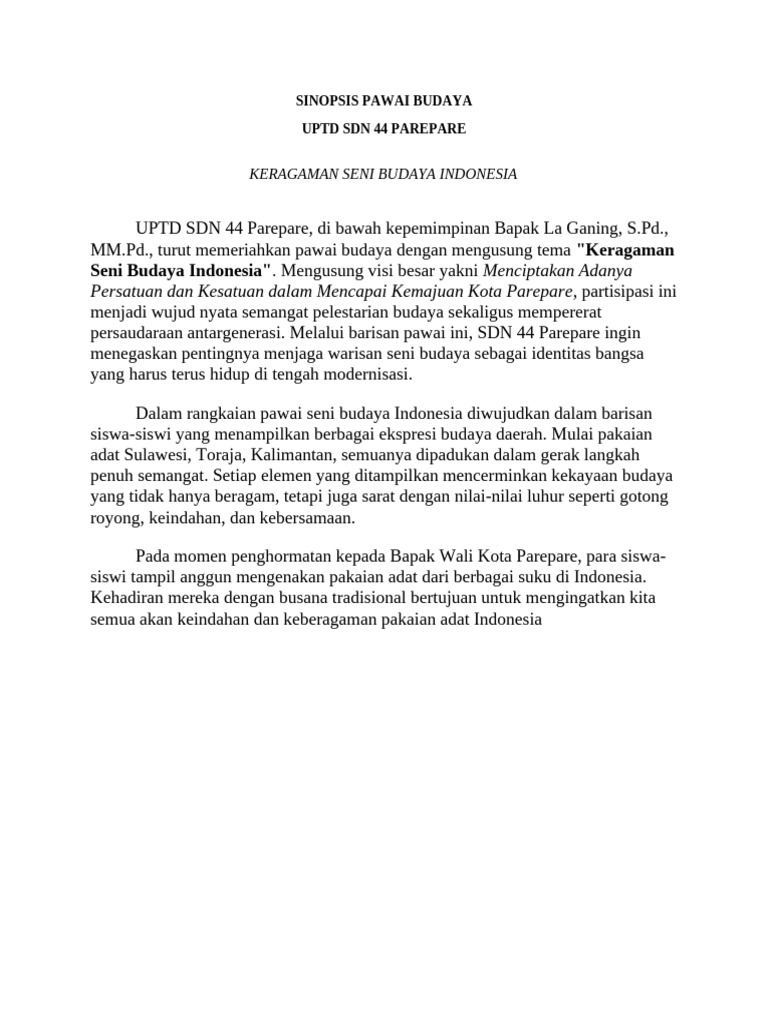 Sinopsis Pawai Budaya SD44 | PDF