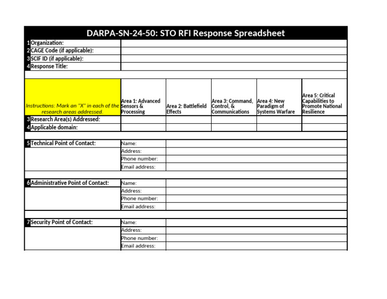 Attachment A - STO RFI Response Spreadsheet | PDF