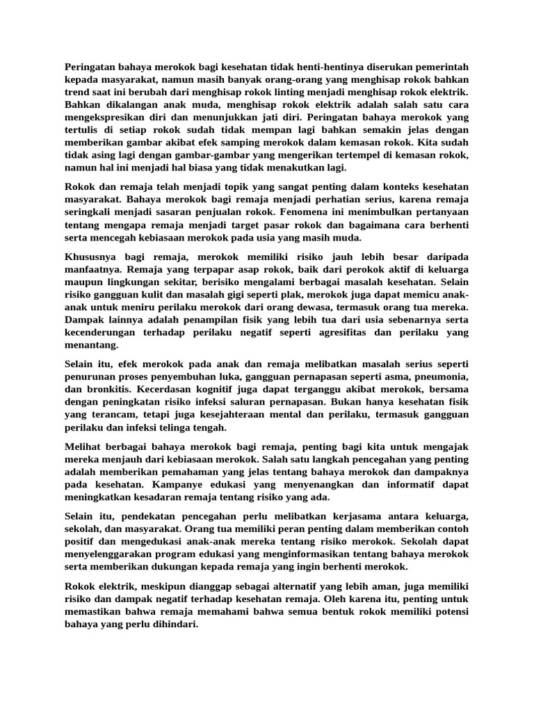 Peringatan Bahaya Merokok Bagi Kesehatan Tidak Henti | PDF