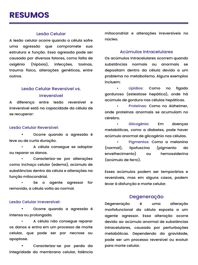 Resumos Primeiro Modulo | PDF | Apoptose | Necrose