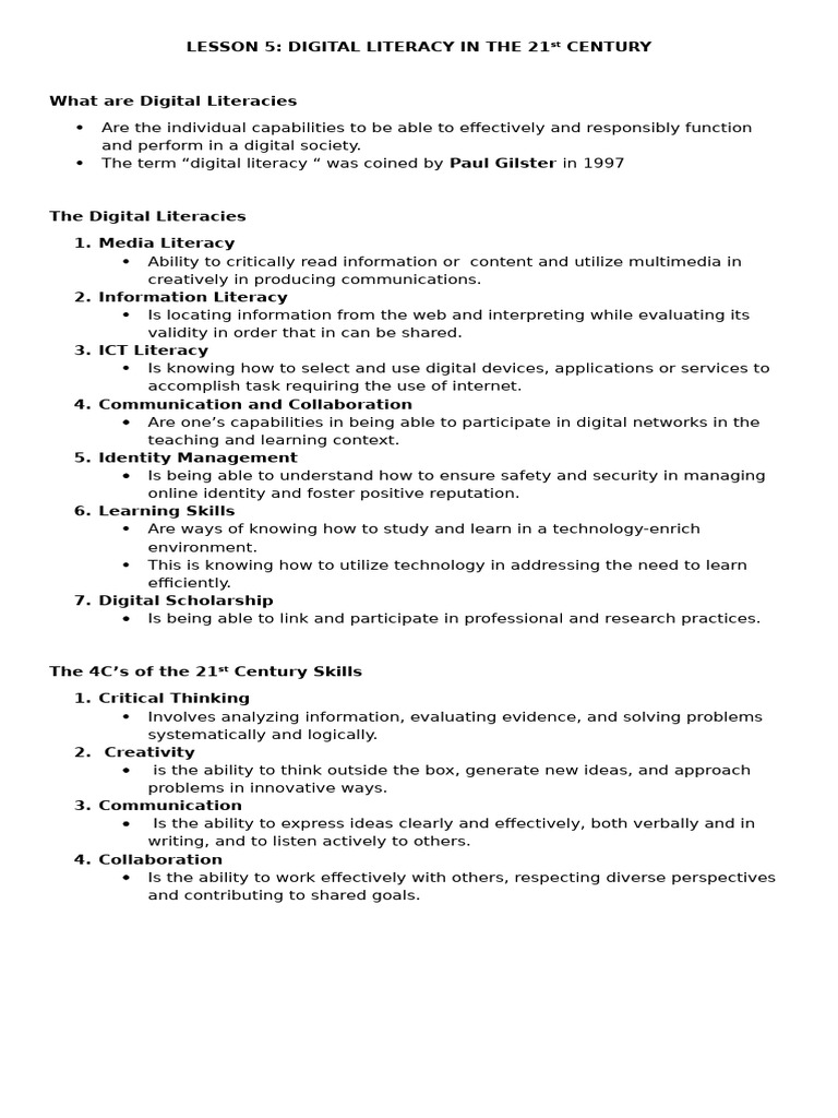 Digital Literacy Skills for the 21st Century | PDF | Computer Security ...