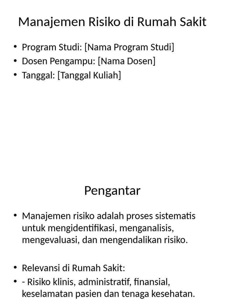 Manajemen Risiko RS Lengkap | PDF