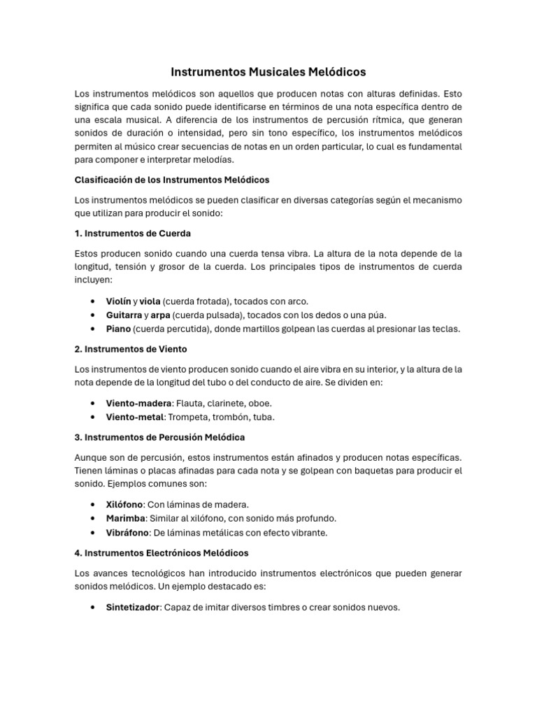 Instrumentos Musicales Melódicos | PDF