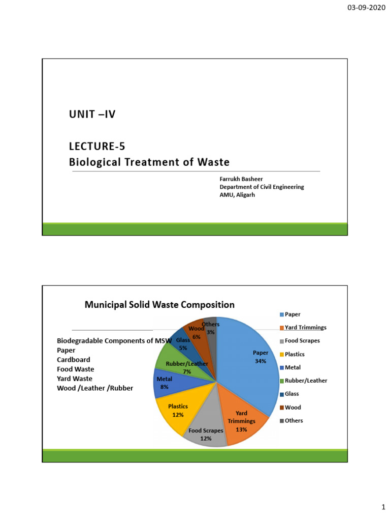 Unit IV - L5-Biological Treatment | PDF | Anaerobic Digestion ...