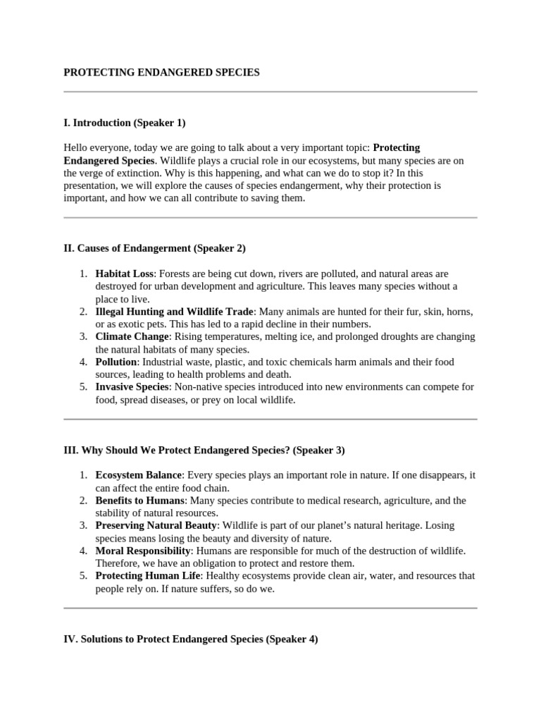 Protecting Endangered Species | PDF | Endangered Species | Wildlife