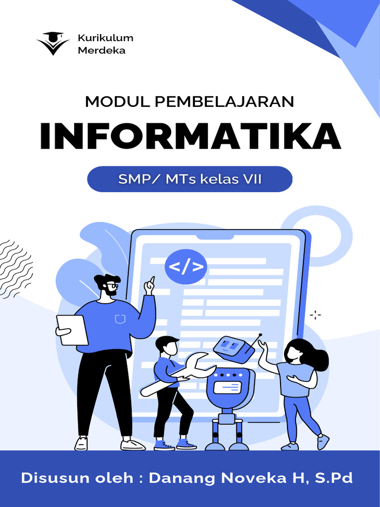 Modul Pembelajaran Informatika Sampul Buku Biru Ilustratif | PDF