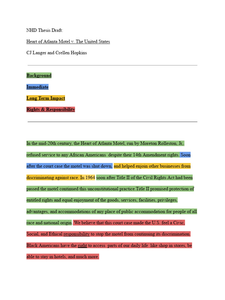 NHD Thesis Draft | PDF