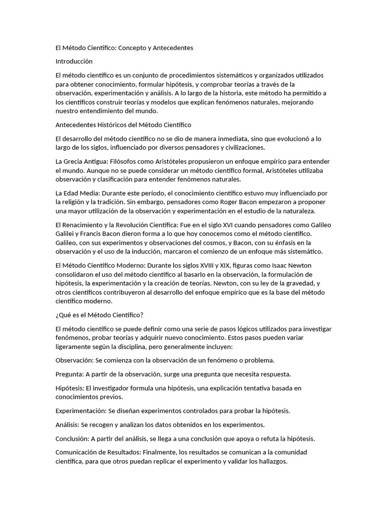 El Método Científico | PDF | Método científico | Experimentar