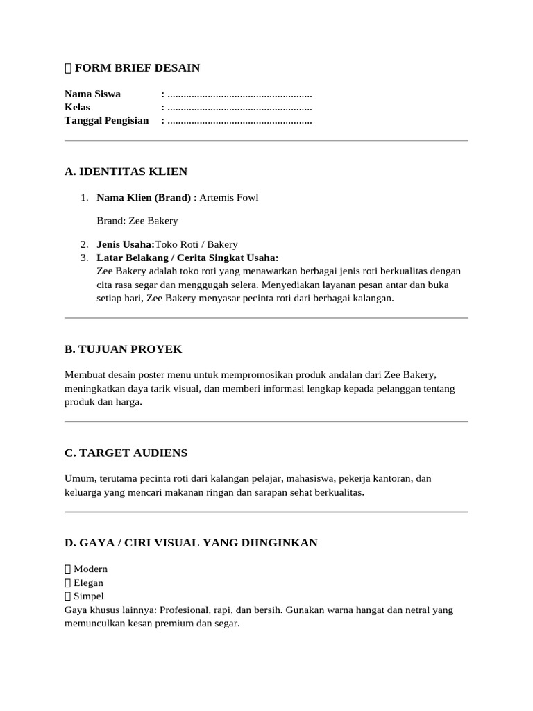 ? Form Brief Desain Iwan | PDF