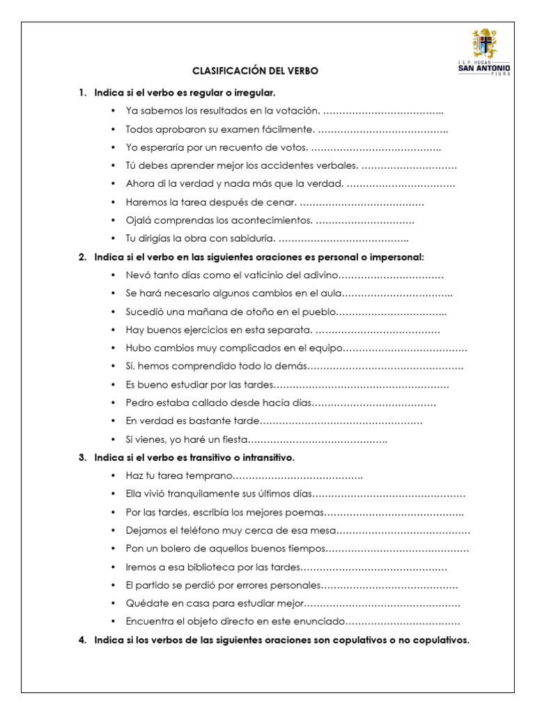 Clasificación Del Verbo | PDF | Verbo