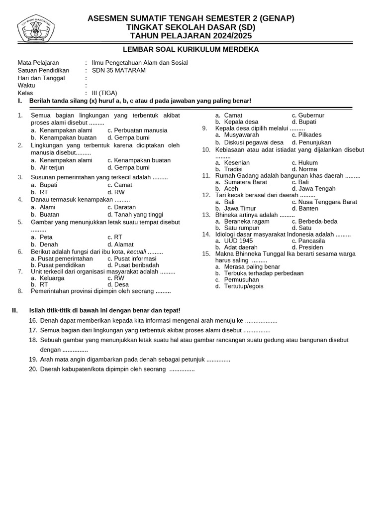 STS 2 Kelas III - IPAS (Websiteedukasi.com) | PDF