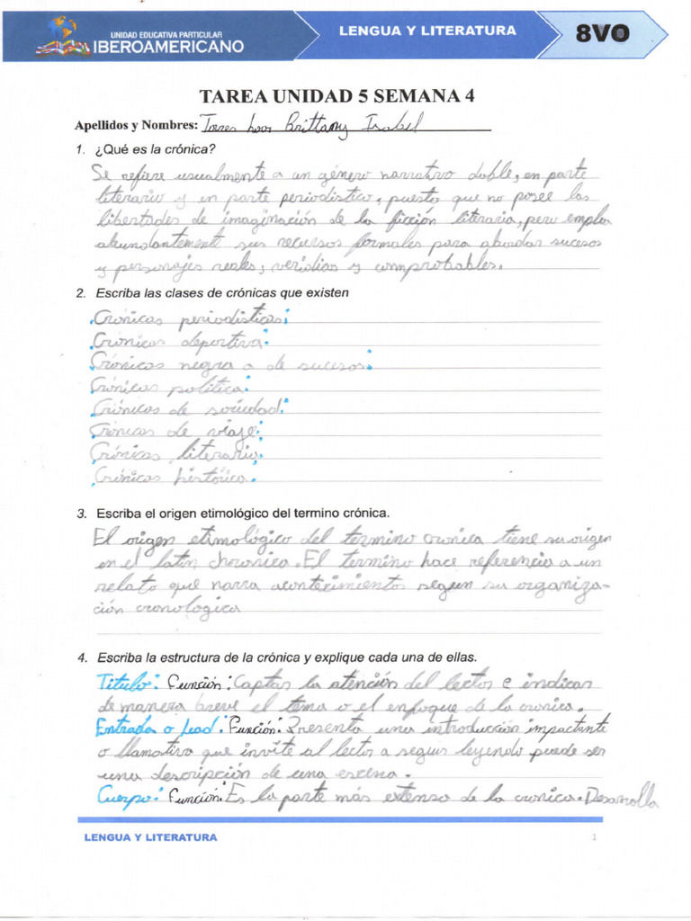 Lengua Semana 4 Unidad 5 | PDF